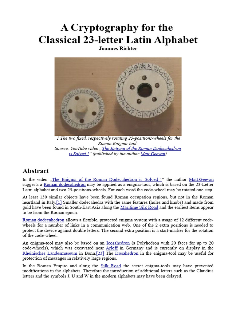 A Cryptography for the Classical 23-Letter Latin Alphabet | PDF ...