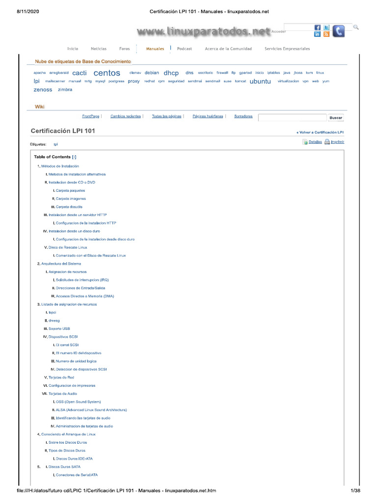 Certificación LPI 101 - Manuales - Linuxparatodos | PDF