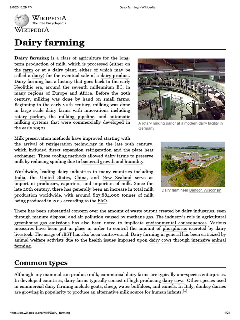 Overview of Dairy Farming History | PDF | Dairy Farming | Dairy
