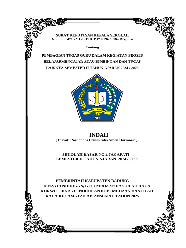 SK Pembagian Tugas Guru - Pegawai SMT 2 TP 2024-2025 | PDF