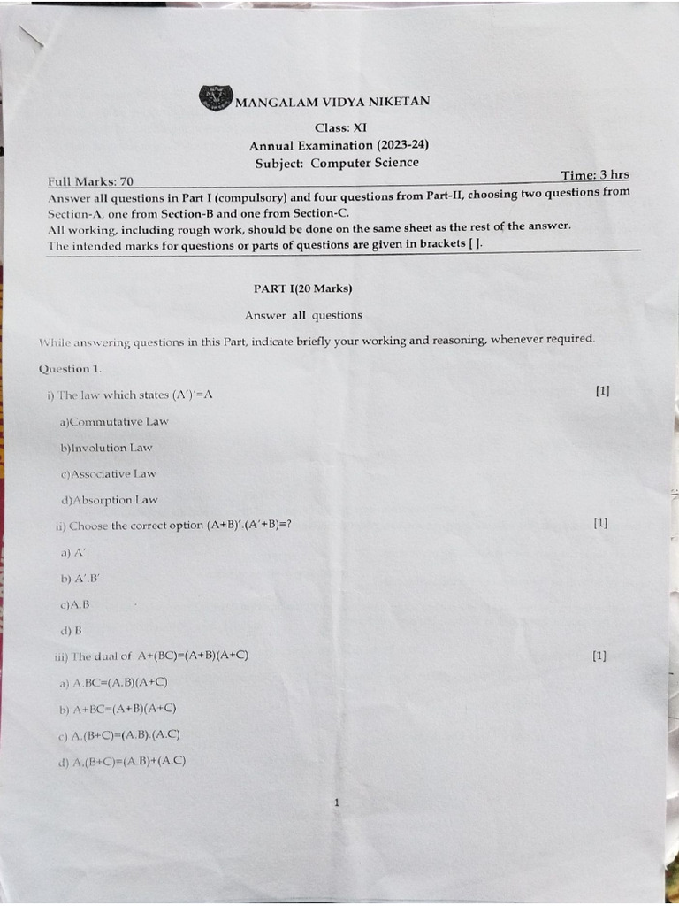 Computer Paper - Annual - XI | PDF