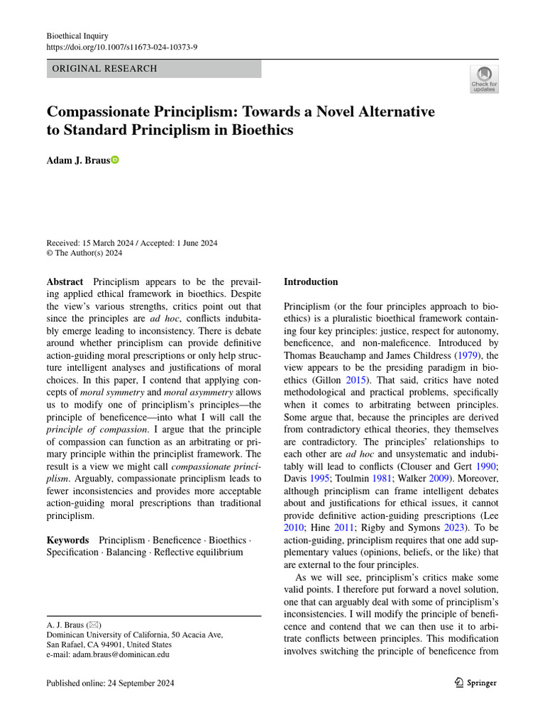 Compassionate Principlism Towards a Novel Alternative | PDF