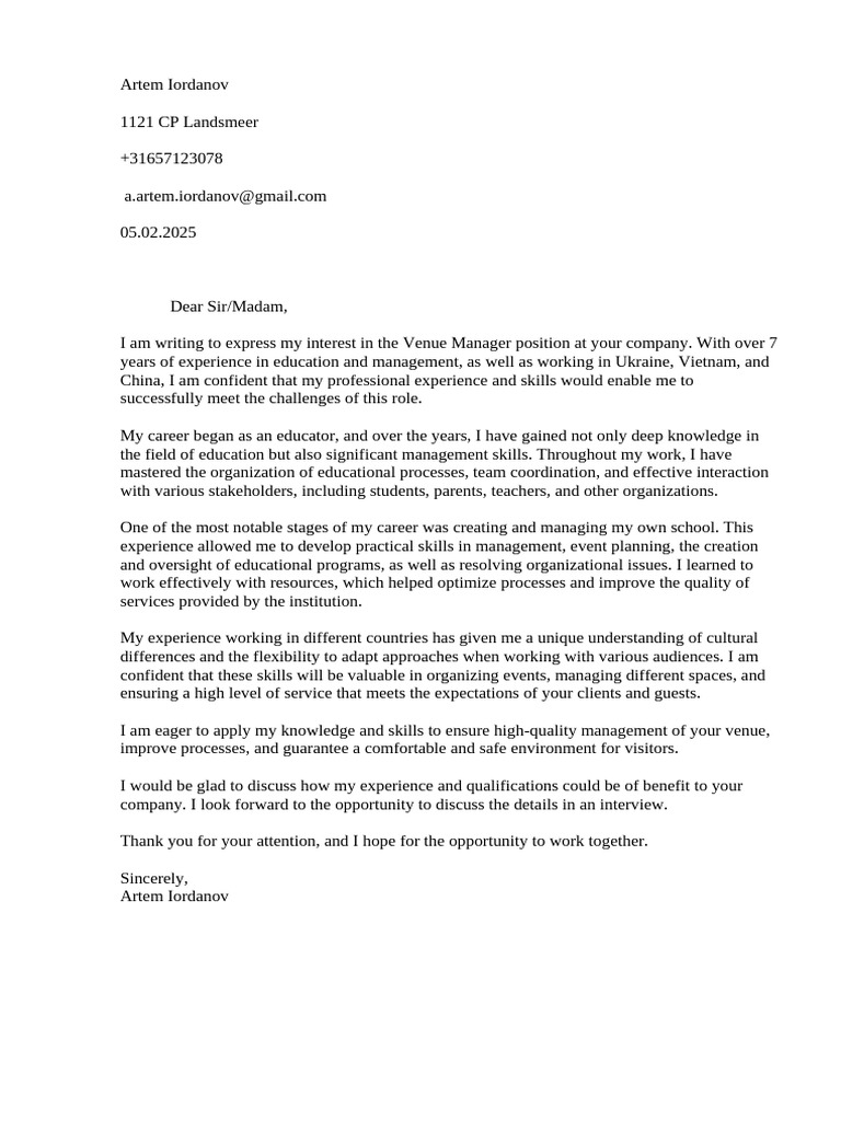 Motivation Letter | PDF