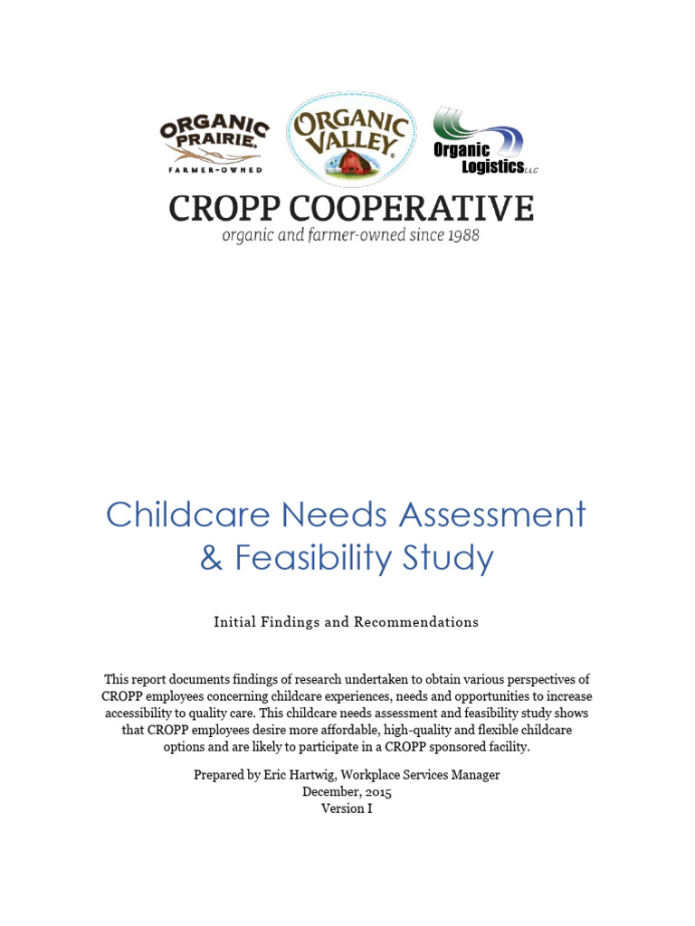 Childcare Needs Assessment and Feasibility Study v.I | PDF | Child Care | Return On Investment
