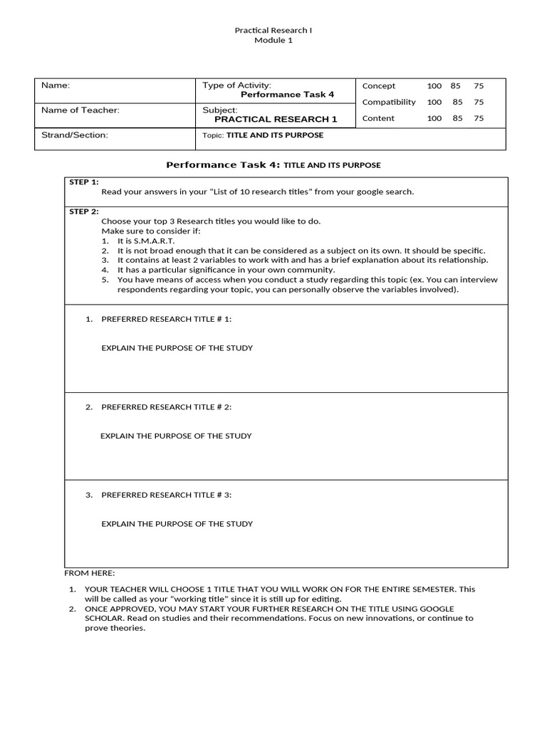 3RD PR1 Performance Task 4 | PDF