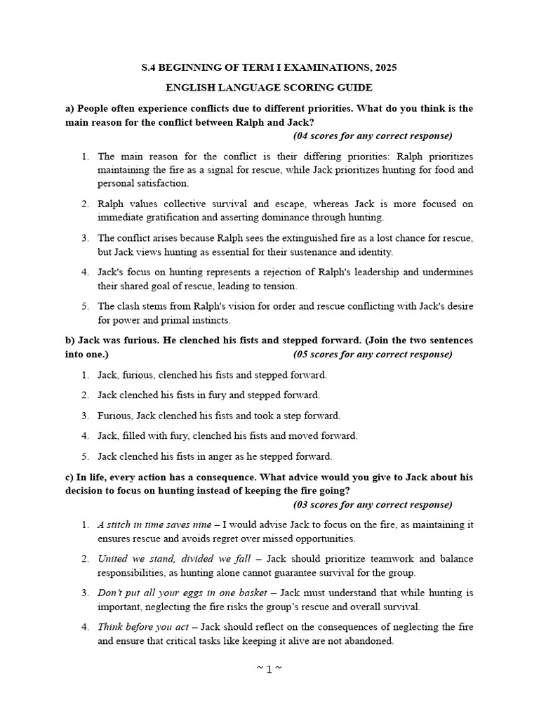 English Language Exam Scoring Guide | PDF | Empathy | Tone (Linguistics)
