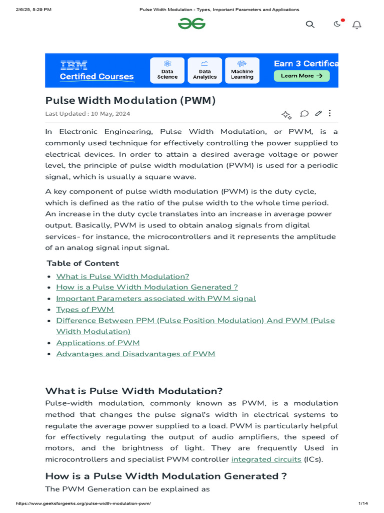 Types of Pulse Width Modulation | PDF | Modulation | Electronics