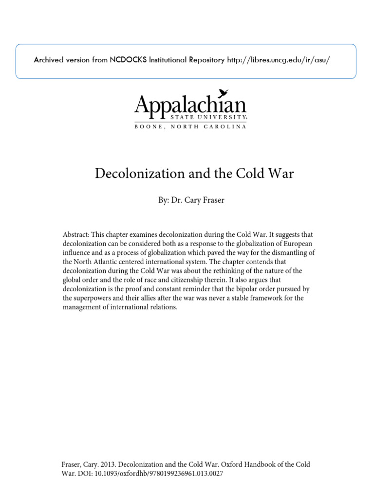 Fraser Cary 2013 Decolonization and The Cold War | PDF | Decolonization ...