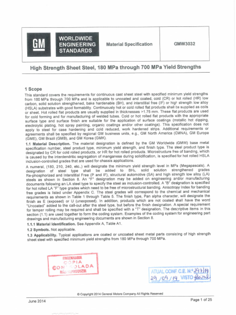 Norma General Motors-Gmw 3032 | PDF