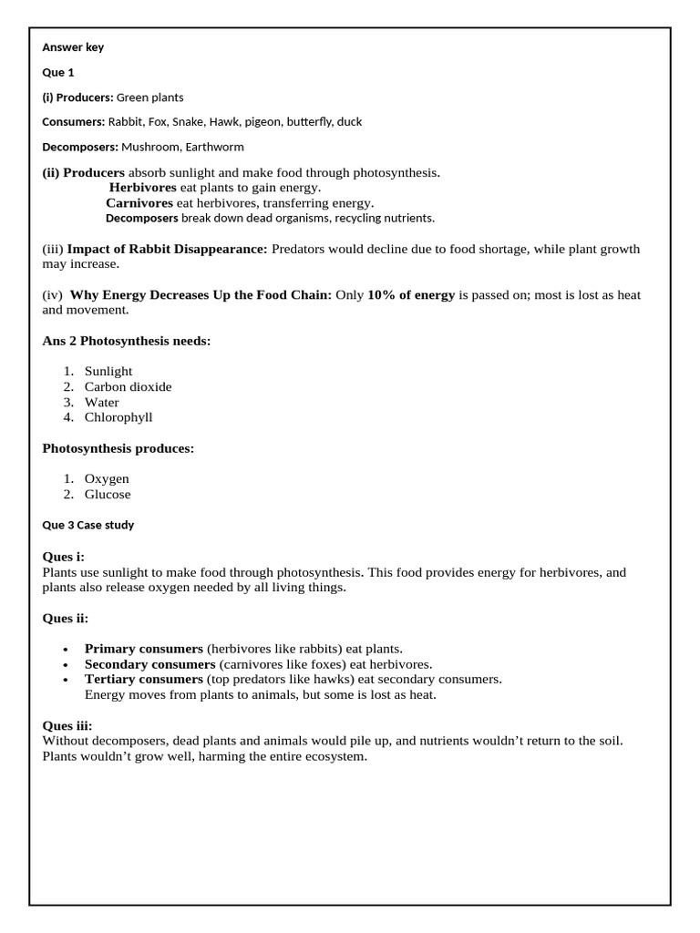 Answer Key Worksheet | PDF | Foods | Digestion
