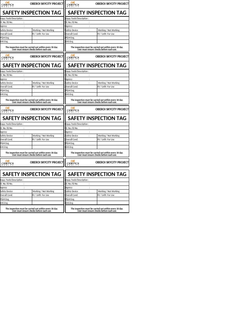 Inspection Tag | PDF | Quality | Fire Suppression