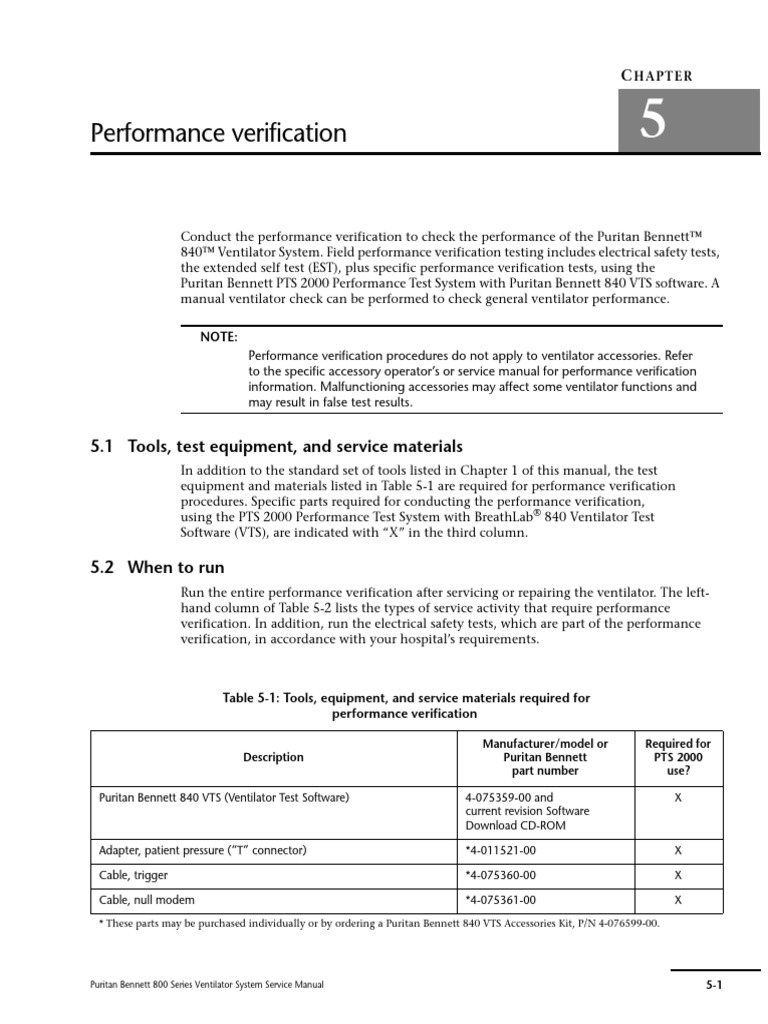 840 Rev K Service Manual Chapter 5 Performance Verification | PDF | Verification And Validation ...