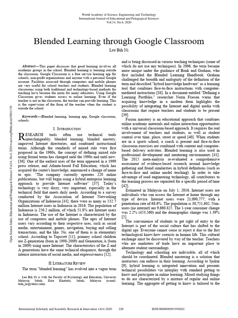 Blended Learning with Google Classroom | PDF | Educational Technology ...