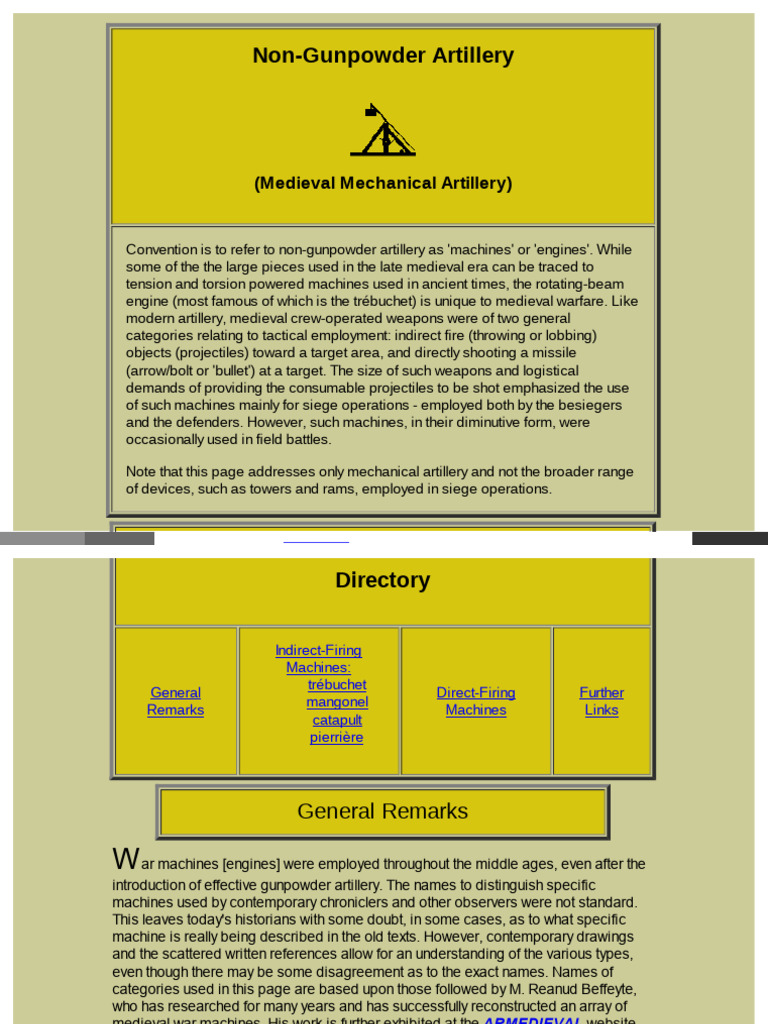 Medieval Mechanical Artillery Overview | PDF | Artillery