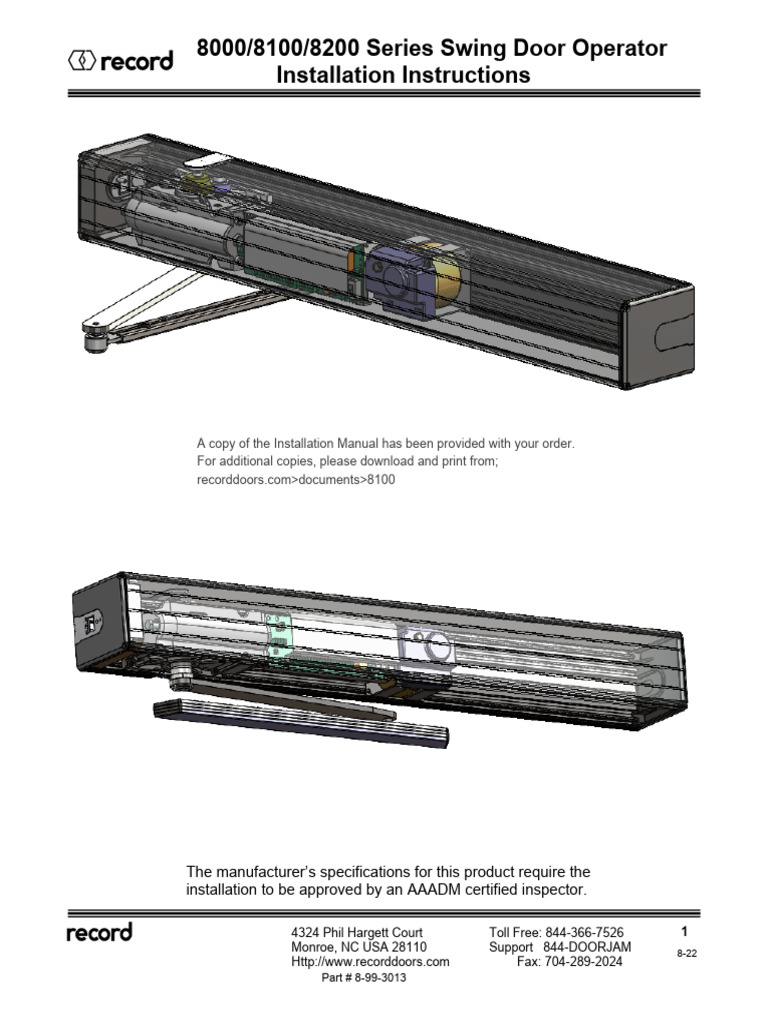 8000 Series Installation Manual-090822 | PDF | Parameter (Computer Programming) | Door