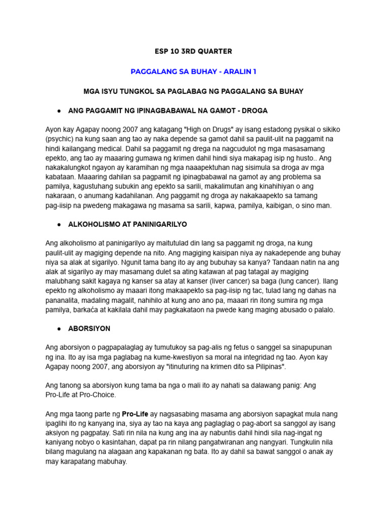 Esp 10 3rd Quarter Reviewer | PDF