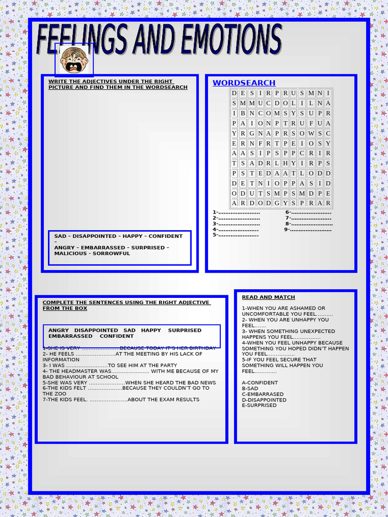 Adjective Activities for ESL Students | PDF | Emotions | Psychology