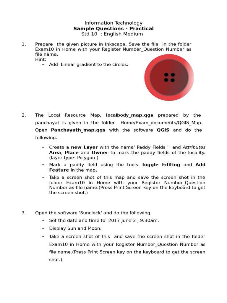 SSLC IT Practical Exam Questions | PDF | Computer File | Computing