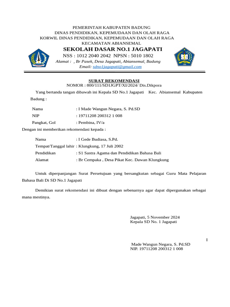 contoh format rekomendasi | PDF
