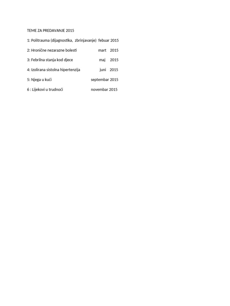 Teme Za Predavanje 2015 | PDF