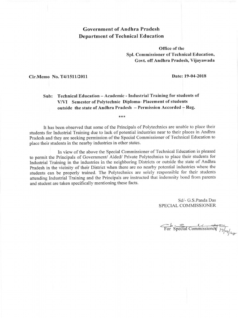 Circular-on-Industrial Training Outside AP-19-04-2018 | PDF