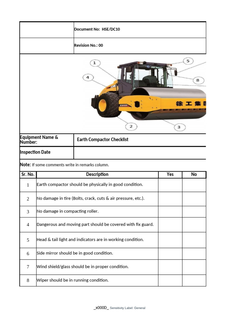 #04 Earth Compactor Checklist | PDF