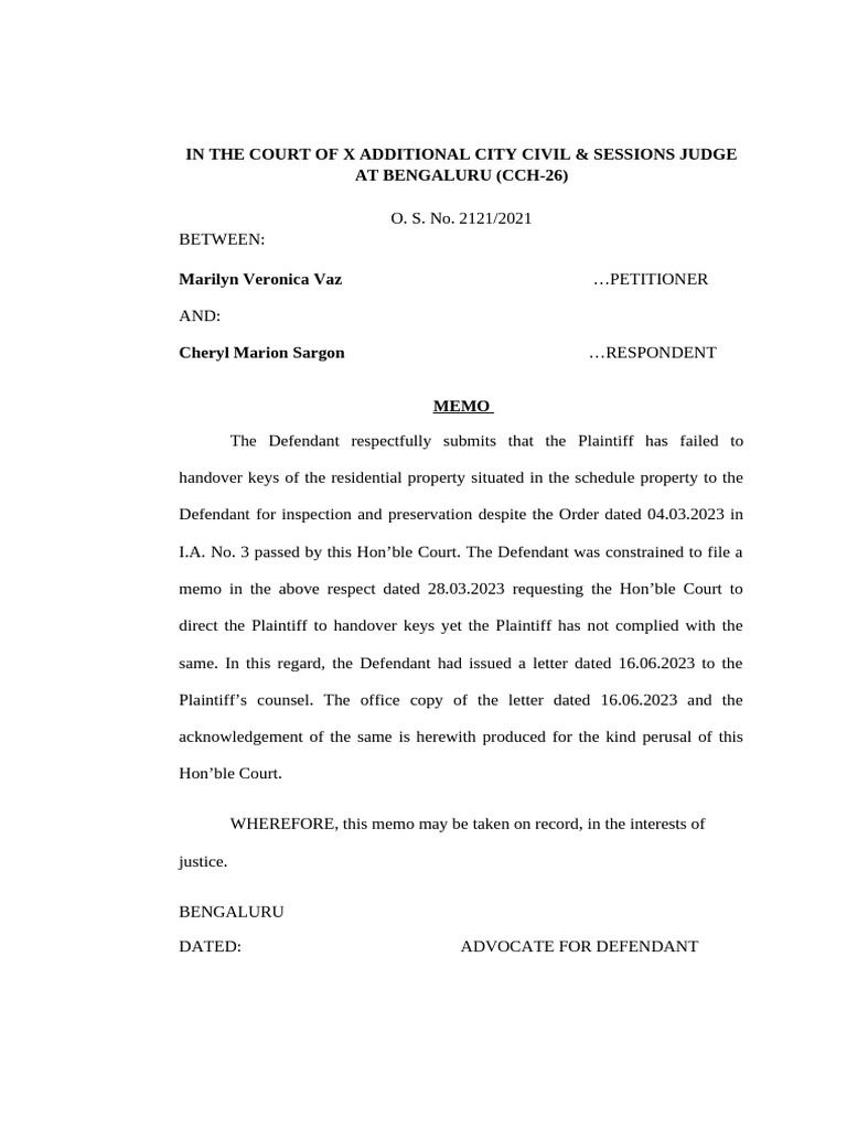 Memo of Service - Letter | PDF