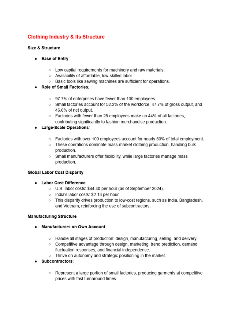 Overview of the Clothing Industry Structure | PDF | Fashion | Clothing