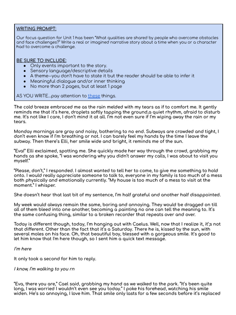 Treasure Adesoji - Final Draft Narrative Writing | PDF