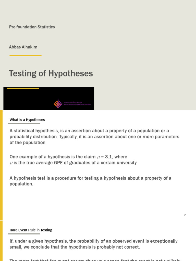 10.01. Testing of Hypotheses Printable | PDF | Type I And Type Ii ...