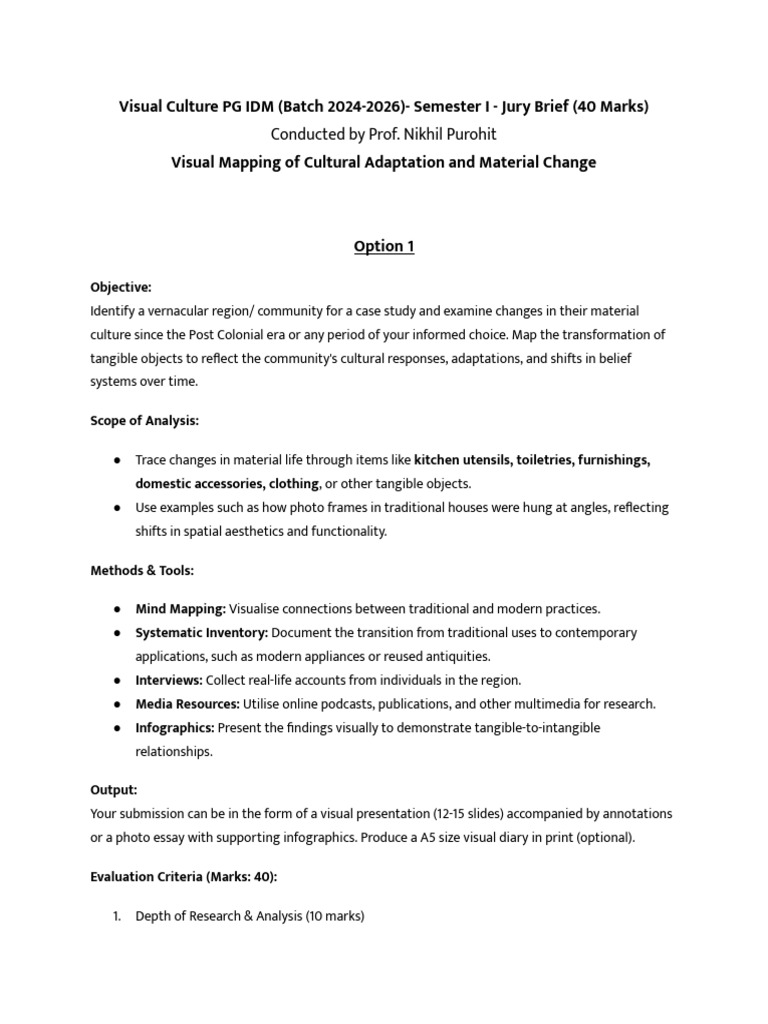 NIFT Visual Culture Jury Brief 2024-2026 | PDF | Liberal Arts Education