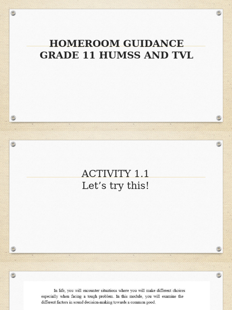 Homeroom Guidance Activities | PDF