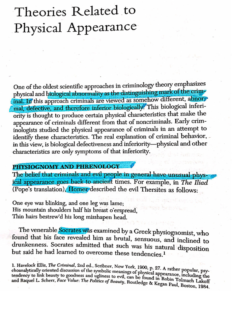Theories Related To Physical Appearance | PDF