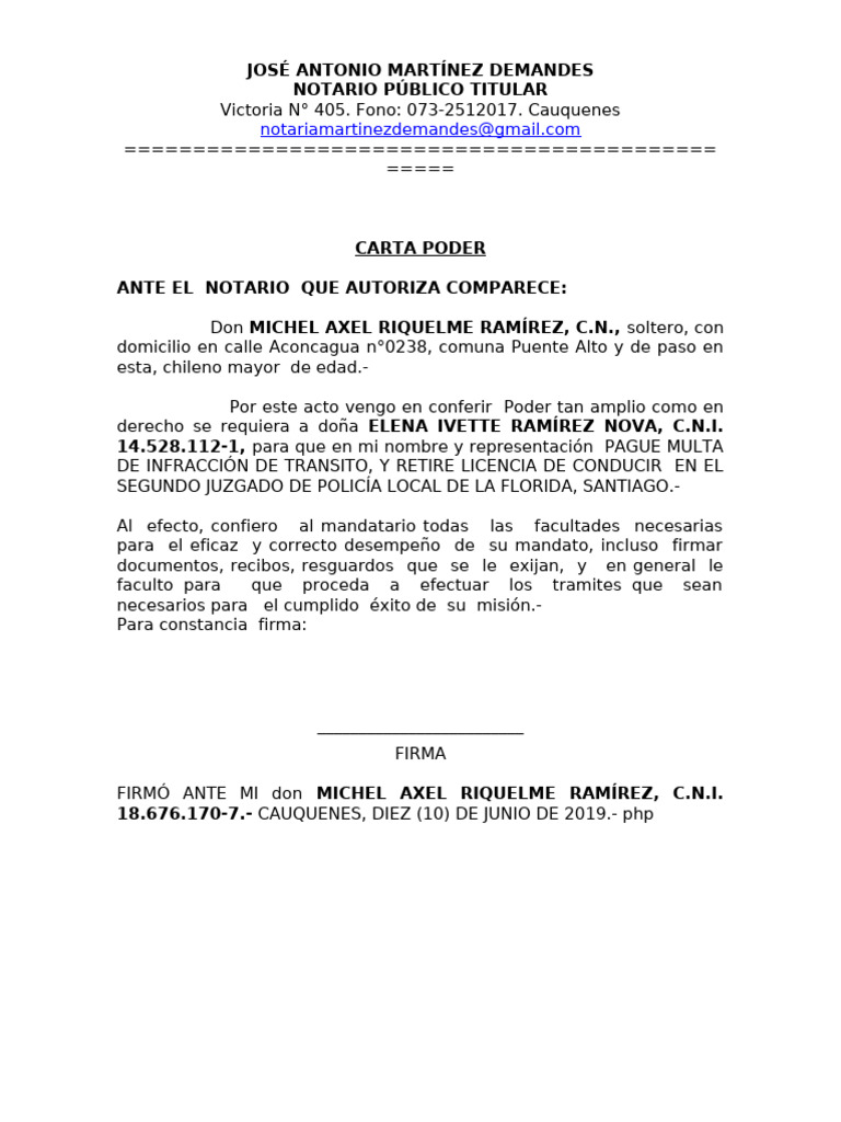 Poder Retirar Licencia Juzgado | PDF