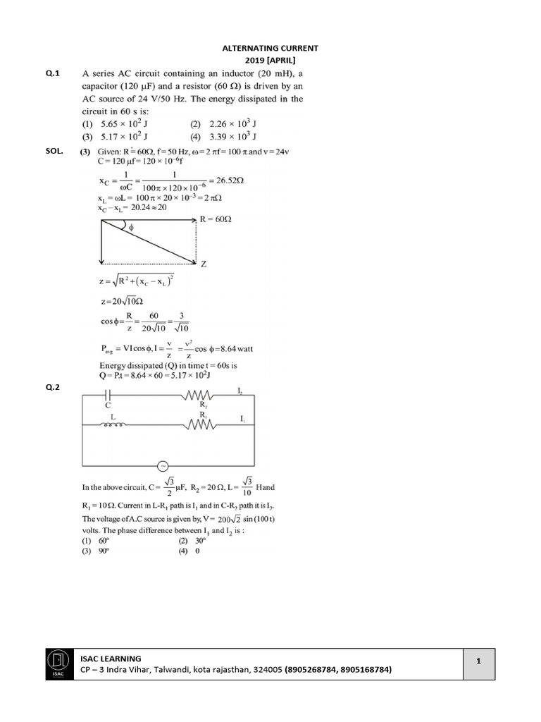 Alternating Current Solutions | PDF