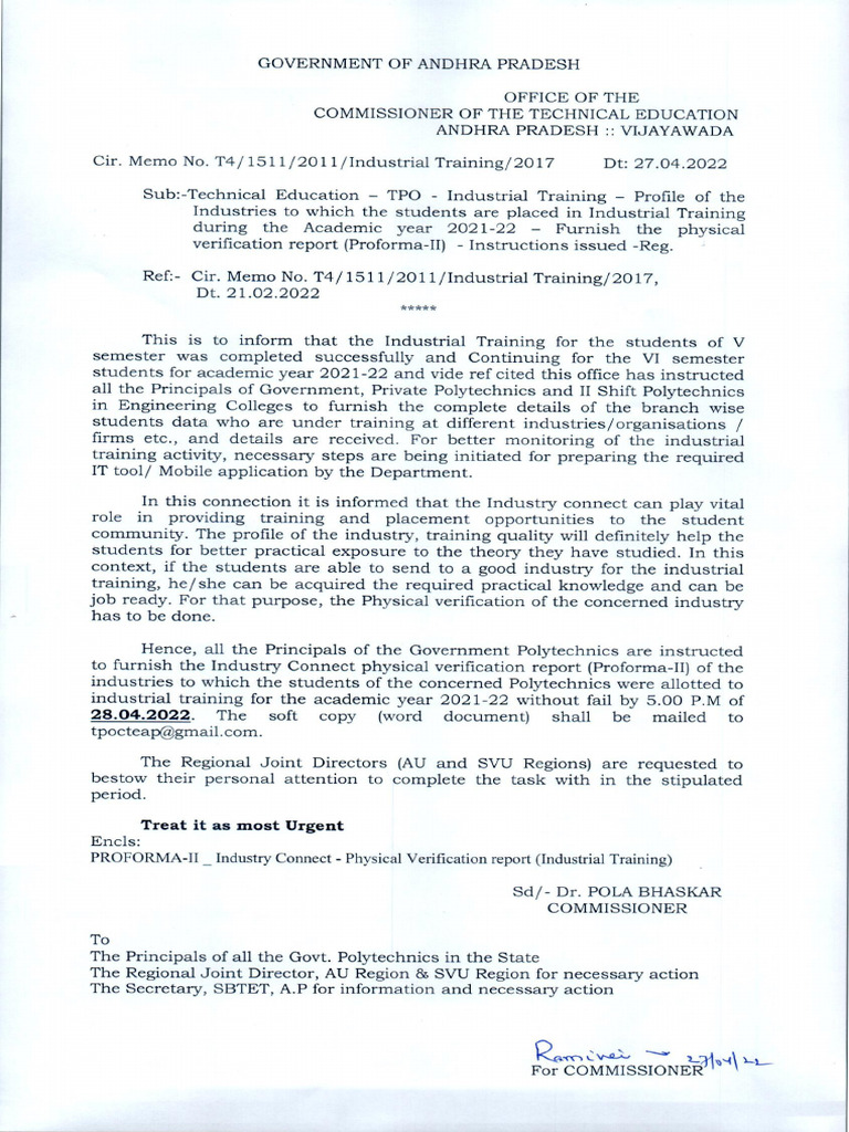TPO-Circular-furnished The Physical Verification Report (Proforma-II ...