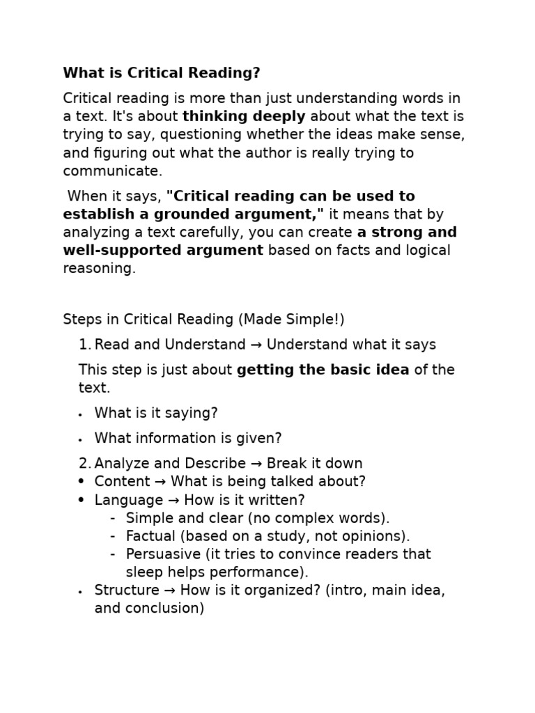 Critical Reading | PDF