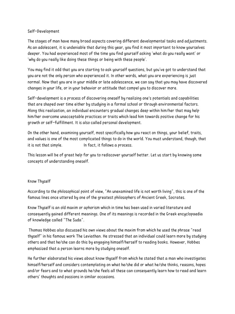 Self-Developmen-WPS Office | PDF | Self Esteem | Adolescence