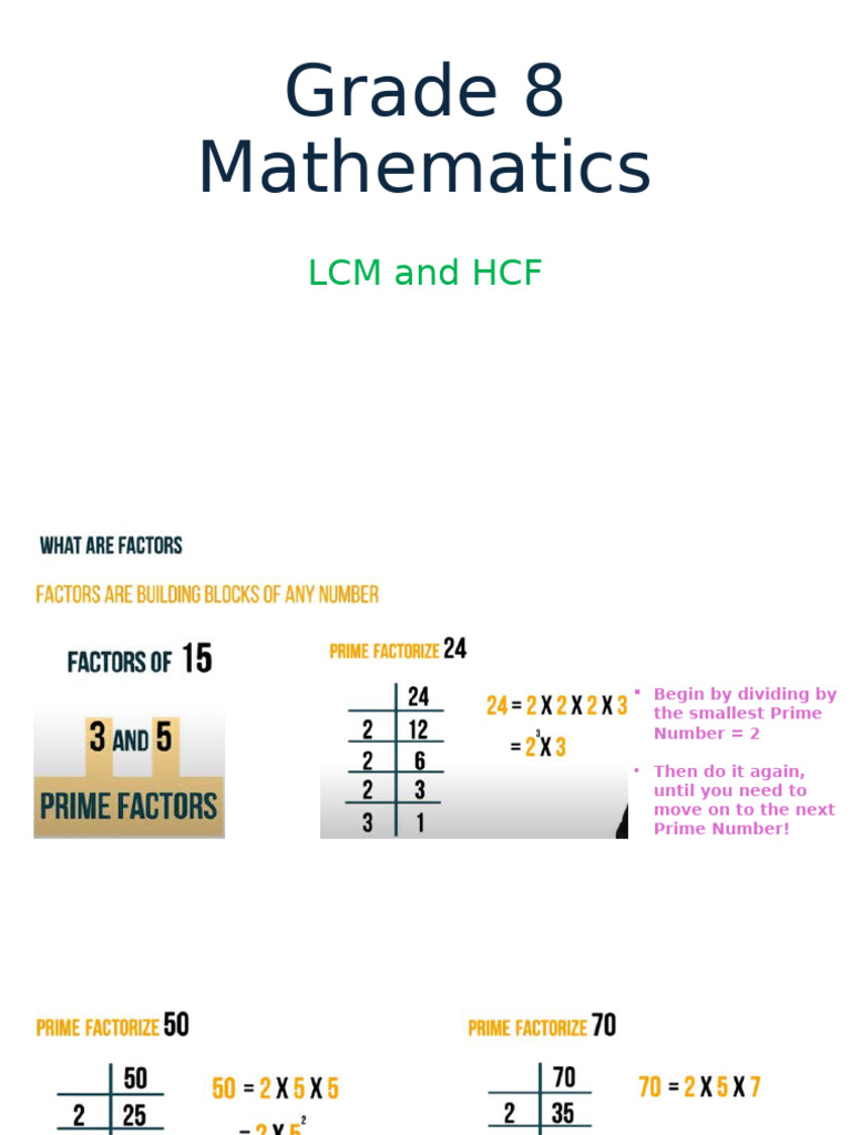 LCM and HCF Methods for Grade 8 Math | PDF