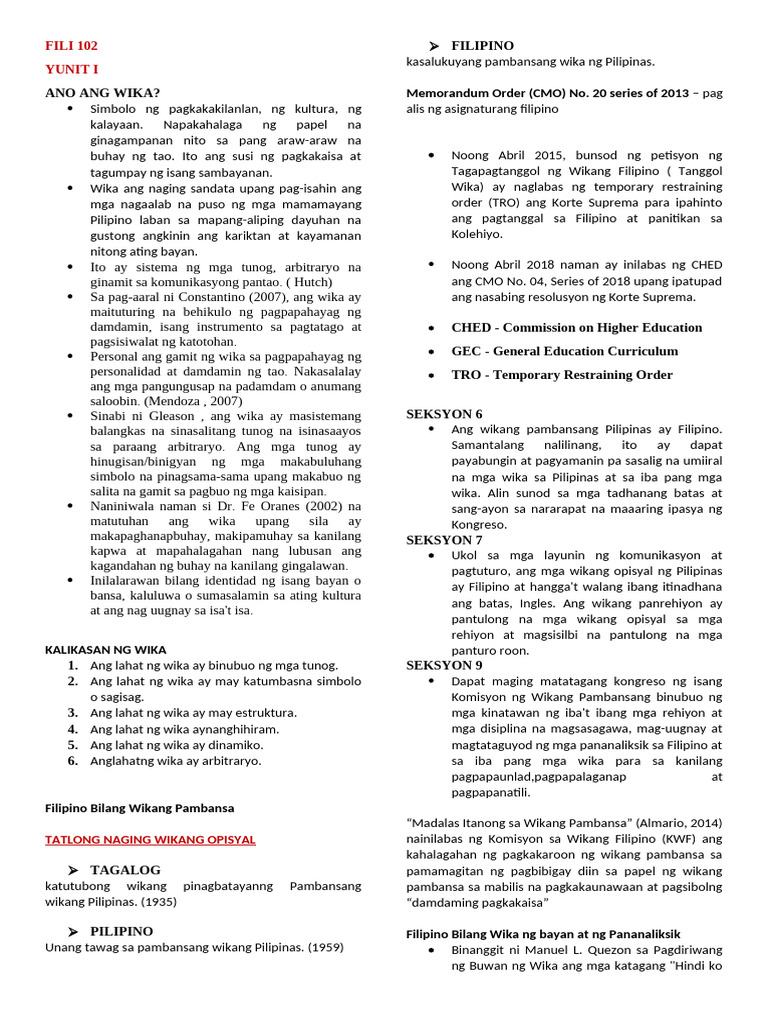 Fili102 Reviewer | PDF