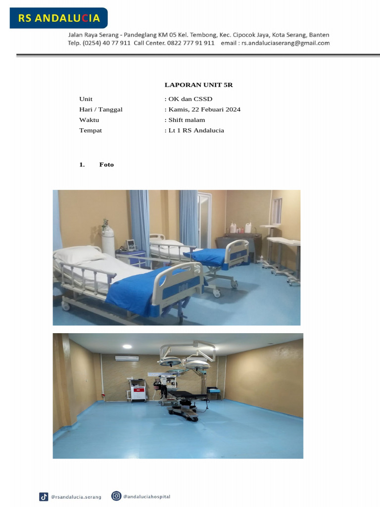 LAPORAN UNIT OK & CSSD 21 FEBUARI 2024 JAGA Malam | PDF
