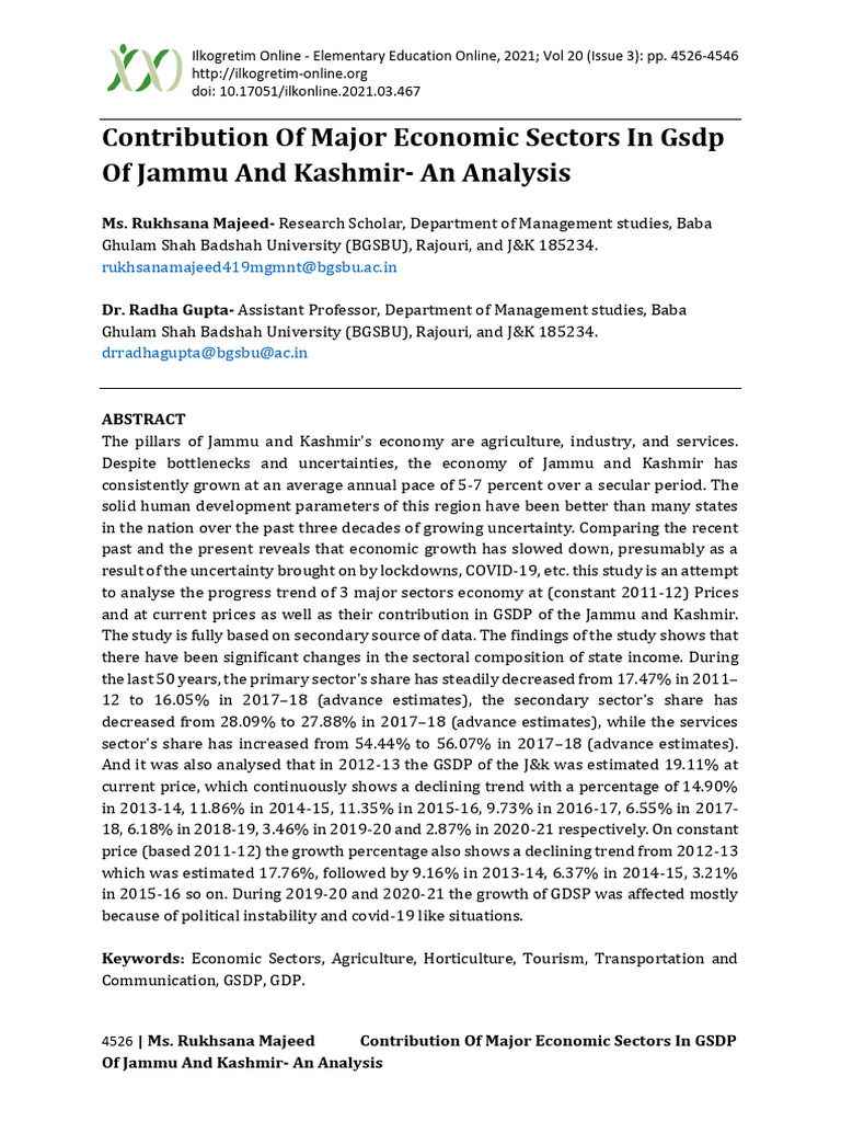 Contribution of Major Economic Sectors in GSDP | PDF | Gross Domestic Product | Economies