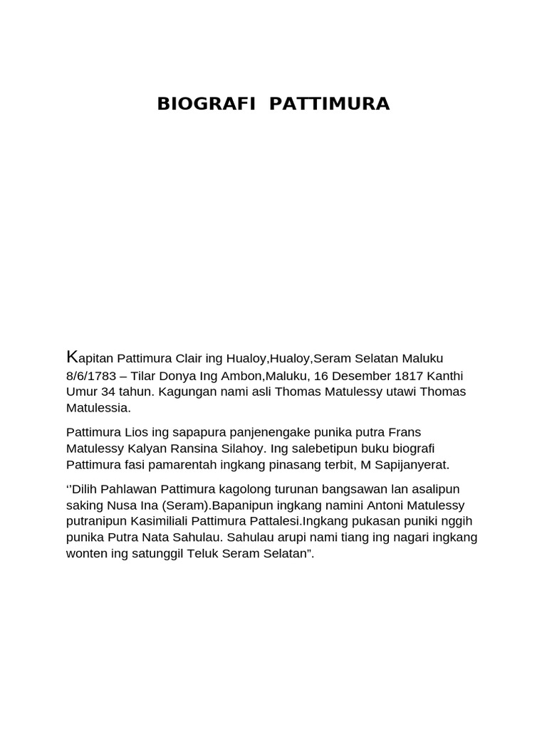 Biografi Pattimura | PDF