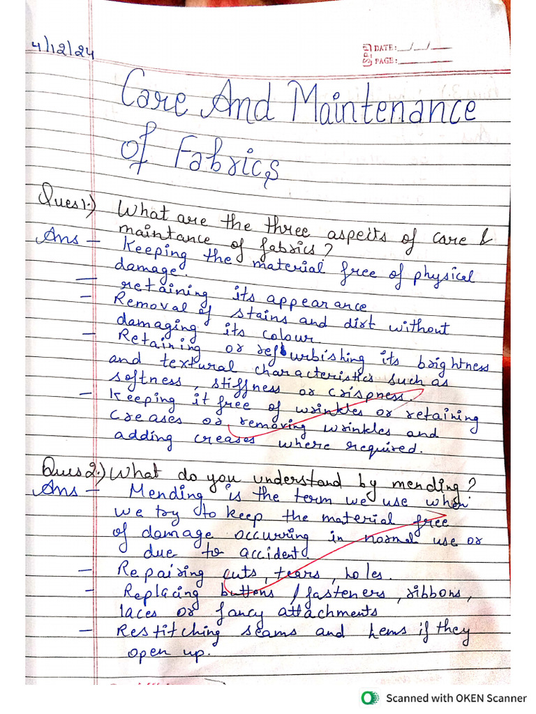 Care and Maintenance of Fabrics | PDF