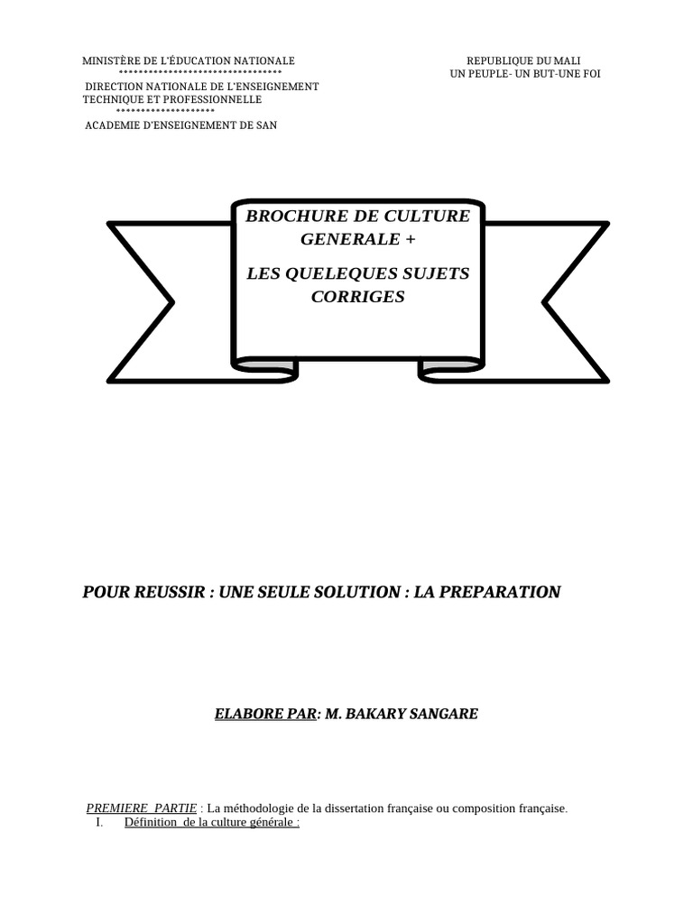 Méthodologie de la Dissertation en Culture Générale | PDF | Sujet ...