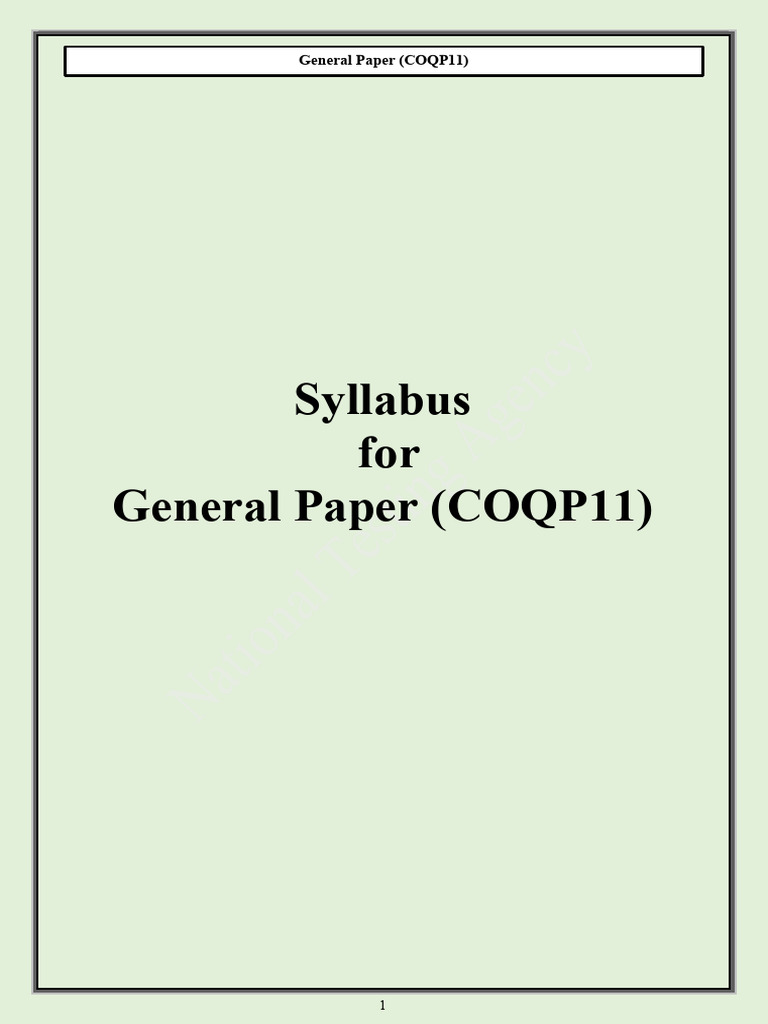 General Paper COQP11 Syllabus Overview | PDF | Logic | Reason