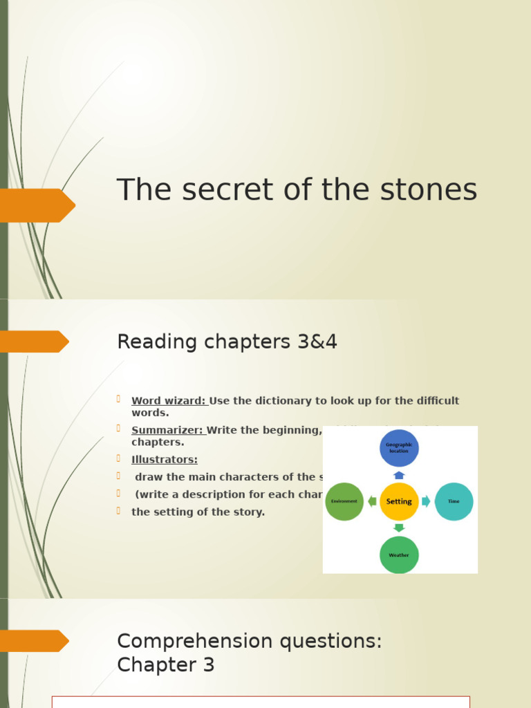 "Chapters 3 & 4 Study Guide: The Secret of the Stones" | PDF