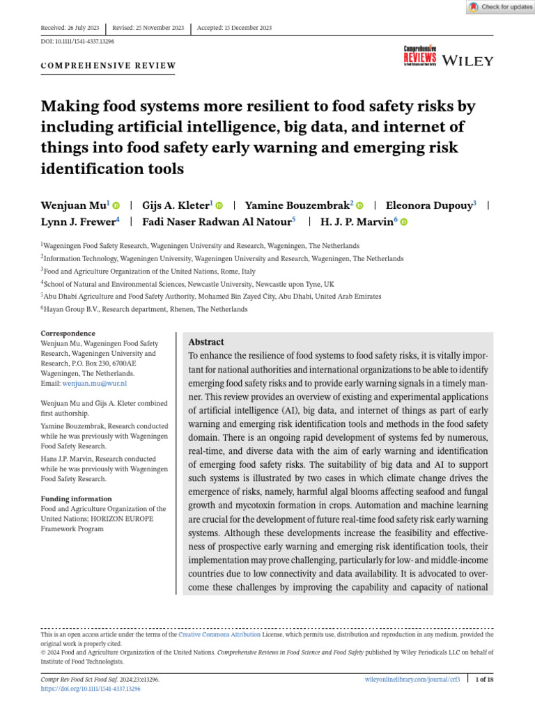 Makingfoodsystems moreresilient to food safety risks by including ...