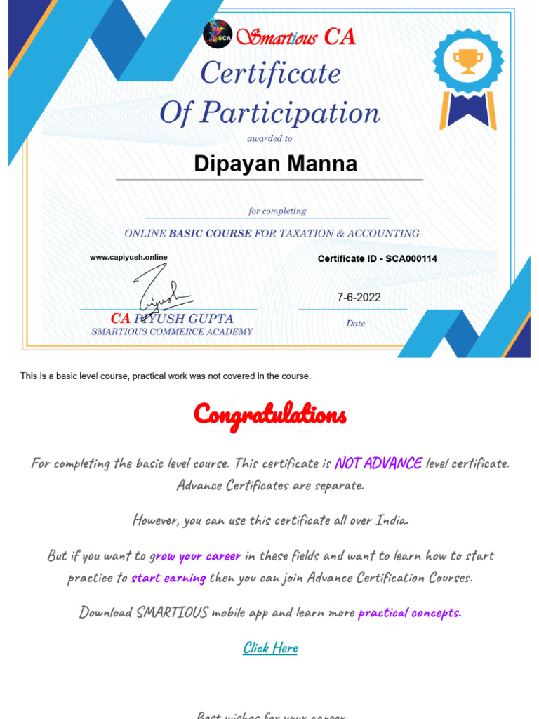 Basic Course Completion Certificate | PDF