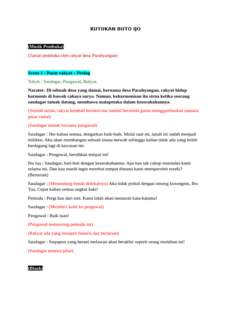 Naskah Teater - Bujo | PDF